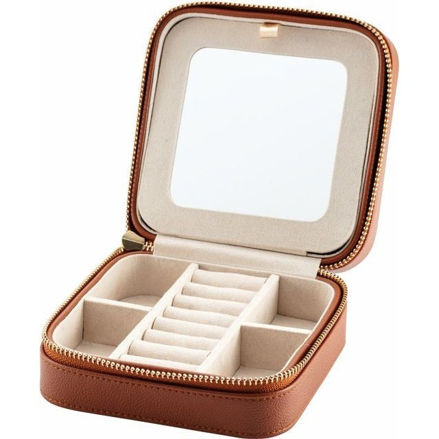 Vegan Leather Jewelry Case With Mirror | JNCY Jewelers